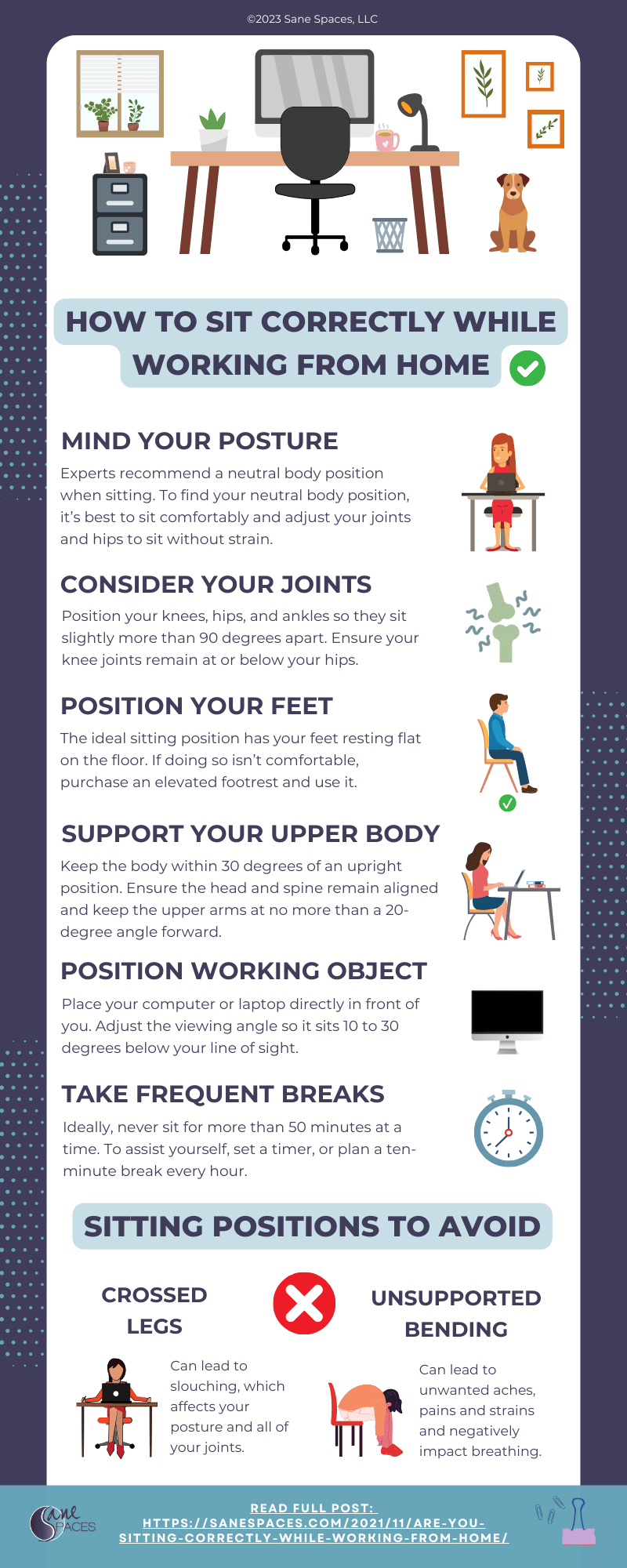 How to Sit Correctly While Working From Home Infographic